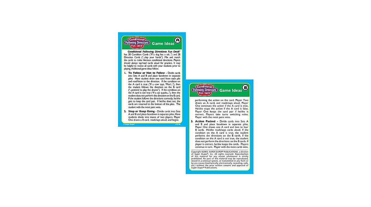 Conditional Following Directions Fun Deck Flash Cards
