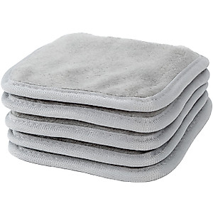 S&T INC. Reusable Makeup Remover Wipes, Microfiber Face Cloths for Washing Makeup and Oil from Skin, Travel Essentials, Grey, 5 Inch x 5 Inch, 5 Pack