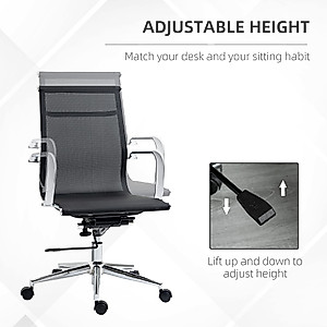 Vinsetto Mesh Office Chair, Swivel Desk Chair with Adjustable Height, Armrests and Tilt Function, Black