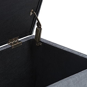 SIMPLIHOME Sienna 34 inch Wide Rectangle Lift Top Storage Ottoman Bench in Slate Grey Tufted Linen Look Fabric, Footrest Stool, Coffee Table for the Living Room, Bedroom and Kids Room, Traditional