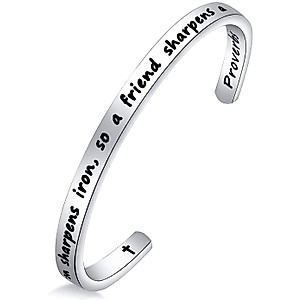 MAOFAED Christian Jewelry Best Friend Keychain As Iron Sharpens Iron So A Friend Sharpens A Friend Bible Verse Keychain Gift for Friend (as iron cuff)