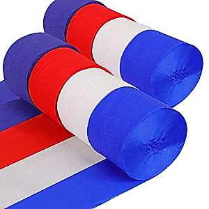 4th of July Crepe Paper, 8 Rolls Red Navy White and Blue Crepe Paper Streamers Tassels Streamer Paper for Patriotic Party Supplies, Decorations for Independence, Memorial, Veterans Day