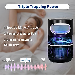 vertmuro Indoor Insect Trap, 2-Mode Bug Catcher & Killer with Strong Suction, Time Setting, UV Light, Mosquito Bug Zapper for Fruit Flies, Gnats, Moths