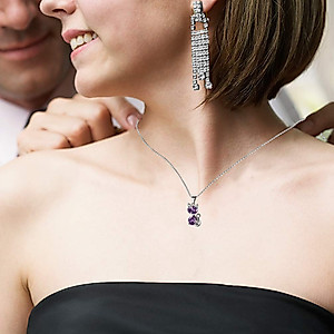 DreamsEden Cat Necklace, 18'' Silver Box Chain Women's Amethyst Cat Pendant Jewelry, Purple (Gift Box & Greeting Card)