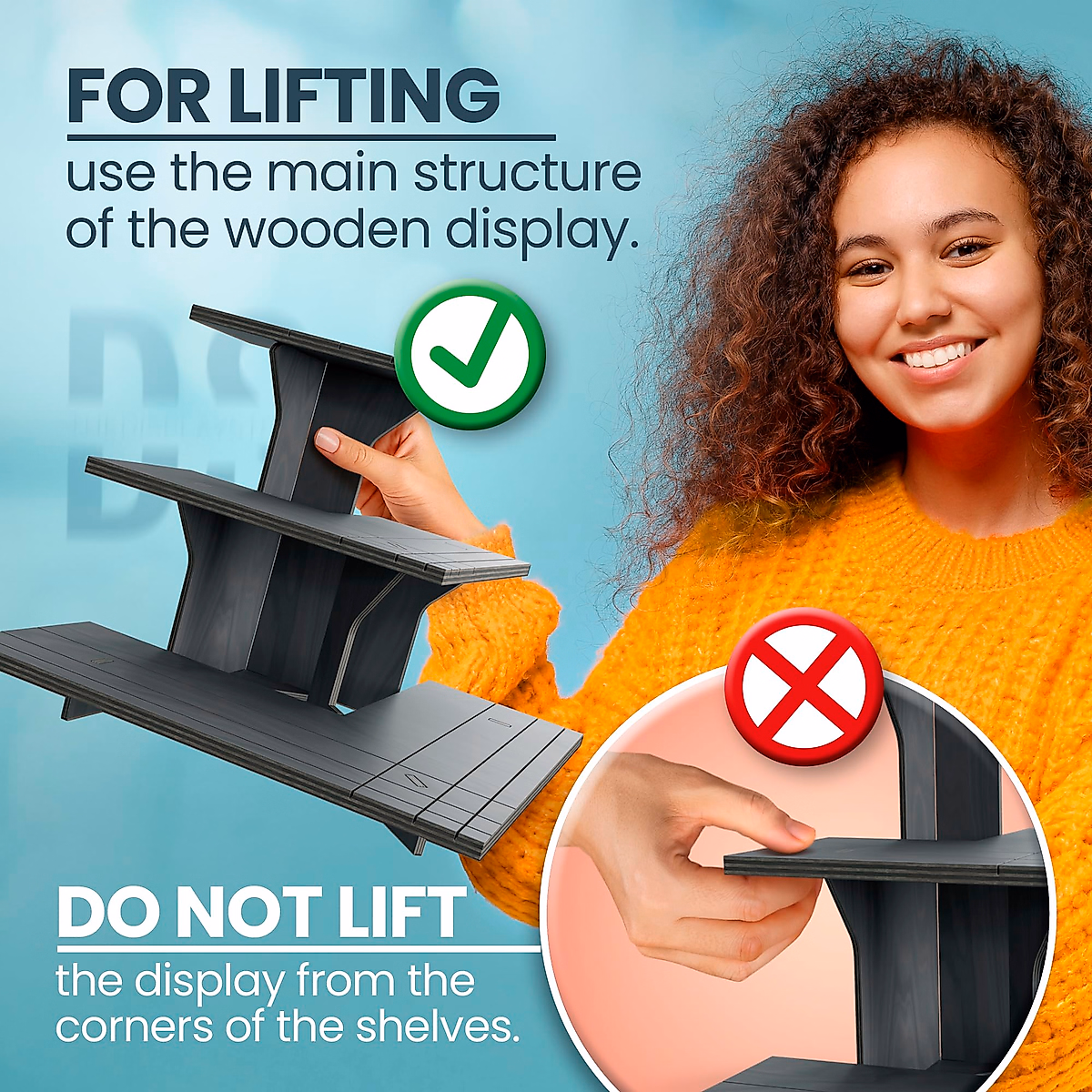 DS THE DISPLAY STORE Corner Black Wooden Cupcake Stand, Earring Display Stand, Jewelry Display, Dessert Table Display Set, Card Display Rack, Sticker Display, Earring Display for Selling, Card Stand