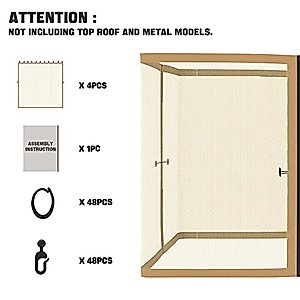 Aoodor Universal 12' x 12' Gazebo Netting Screen Replacement 4-Panel Sidewalls for Patio (Only Netting)
