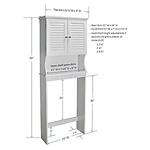 Redmon Contemporary Country Louvered Doors, White Space Saver Cabinet, Full