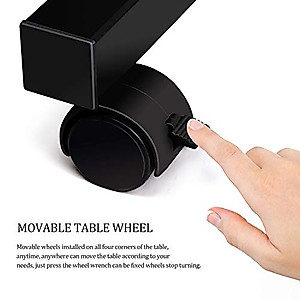 Study Writing Table,Home Desktop Computer Desk Home Office Desk Side Table Adjustable Wooden Laptop Desk Turnlift Sit-Stand Mobile Laptop Desk Notebook Tables Cart with Side Table (Black Desk)