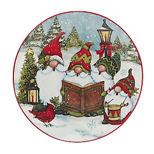 Certified International Christmas Gnomes 9" Salad/Dessert Plates, Assorted Designs, Multicolor, Medium, Set of 4