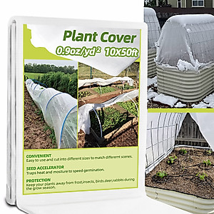 CJGQ Plant Covers Freeze Protection, 0.9oz 10x50FT Frost Cloth Plant Freeze Protection, Plant Frost Blankets Covers for Outdoor Plants for Winter Cold Weather, Floating Row Cover for Vegetables