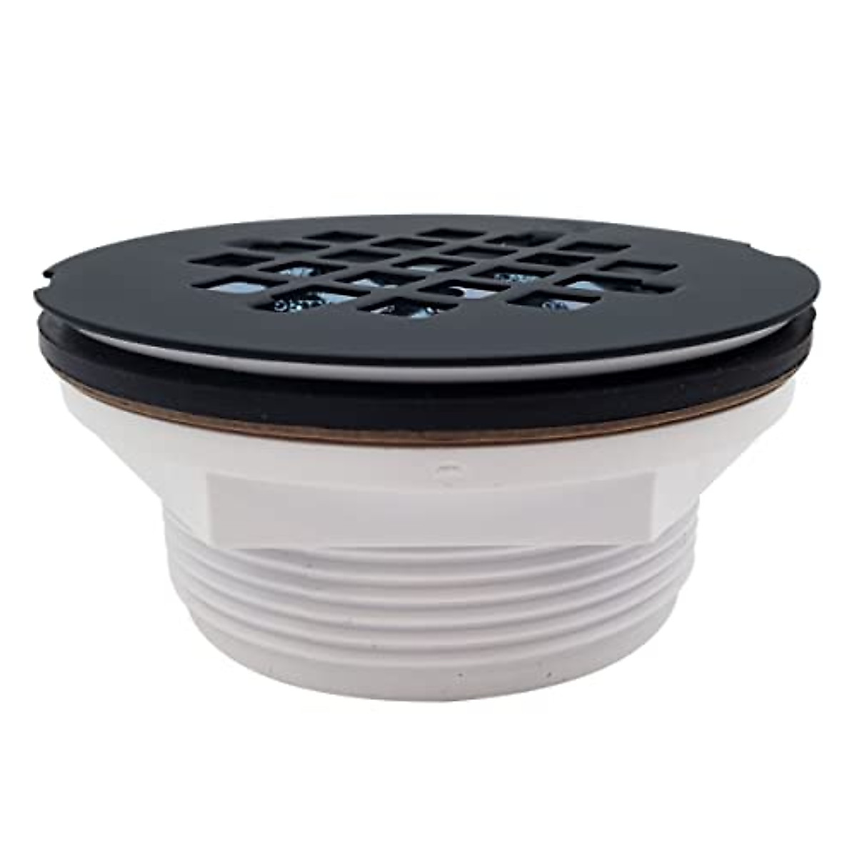 Westbrass D206P-62 4-1/2" OD Shower Drain Assembly and Grid Strainer Cover fits both Sch. 40 PVC & ABS Pipes, Matte Black