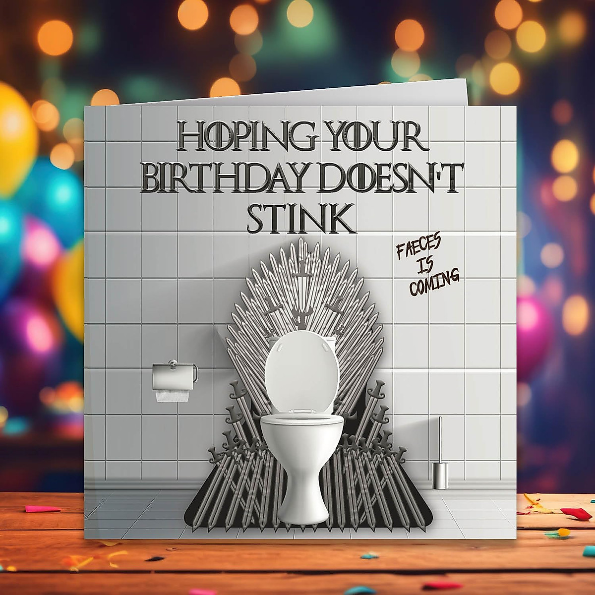 Cult Kitty Birthday Doesn't Stink - Funny Birthday Card for Men - Thick, Premium Birthday Card for Men, Great Game or Thrones Card with Colourful Envelope