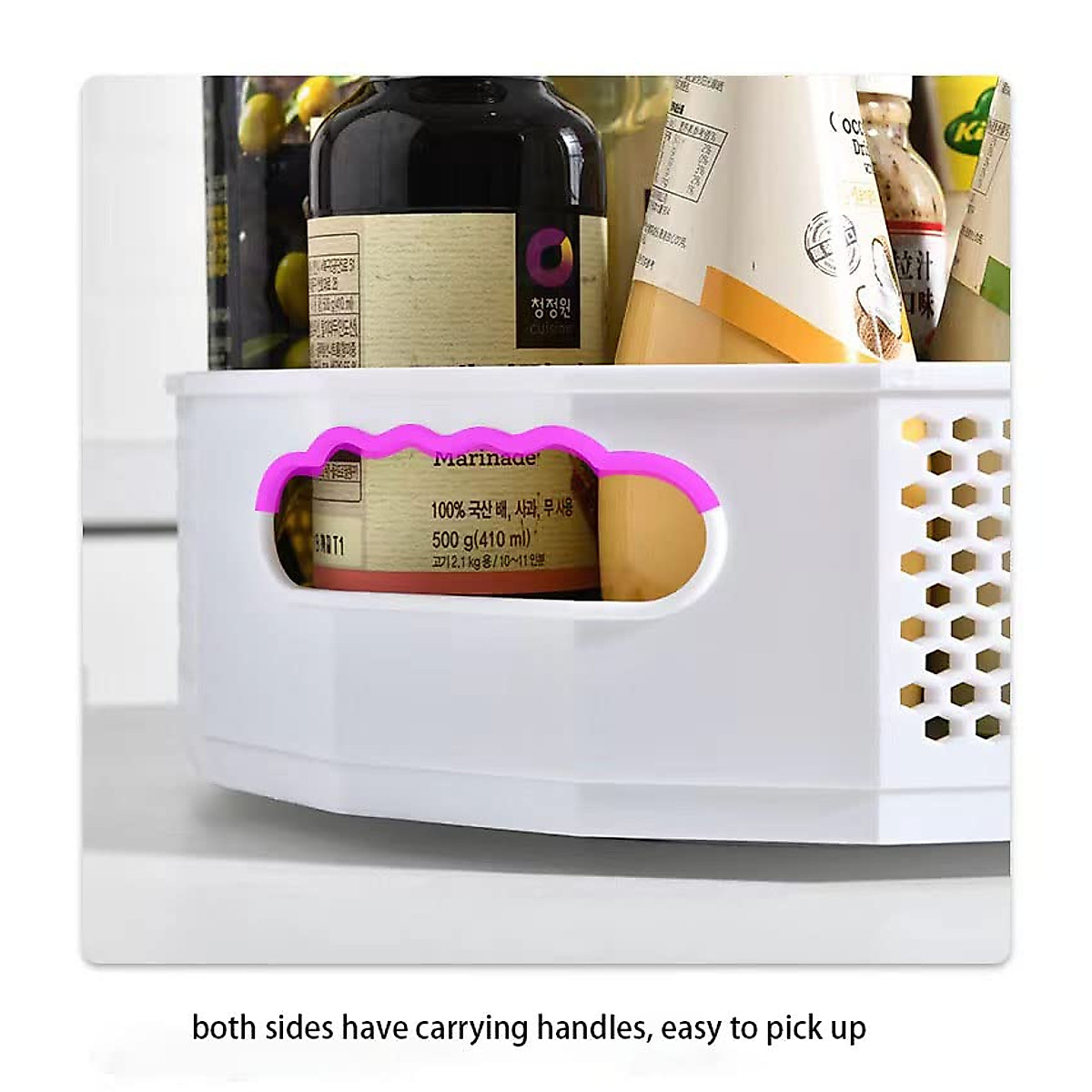 Plastic Turntable Cabinet Organizer, 12" Inch Spice Rack Turntable with 360º Rotation for Cabinets, Refrigerator, Pantry, Office, Bathroom, Etc. (Green)