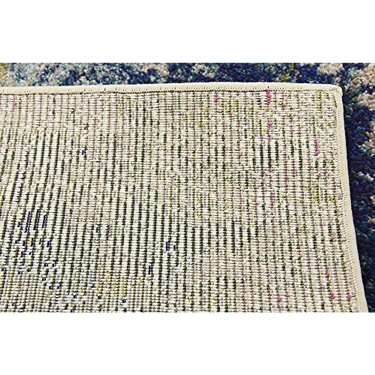 Unique Loom Estrella Collection Abstract, Modern, Light Colors, Distressed Area Rug, 2 ft x 7 ft, Blue/Beige