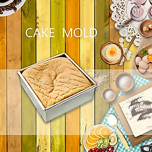 Anodized Aluminum Square Cheesecake Pan Chiffon Cake Mold Baking Mould with Removable Bottom 4 Inch x 4 inch x 2 inch