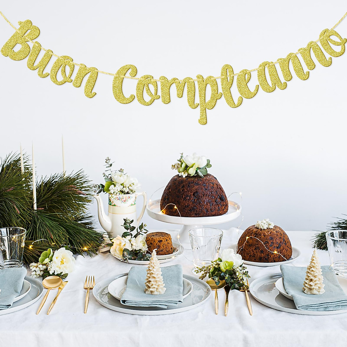 Buon Compleanno Banner, Italian Happy Birthday Sign Garland Party Decorations Anniversary Decor Photo Booth Props Gold
