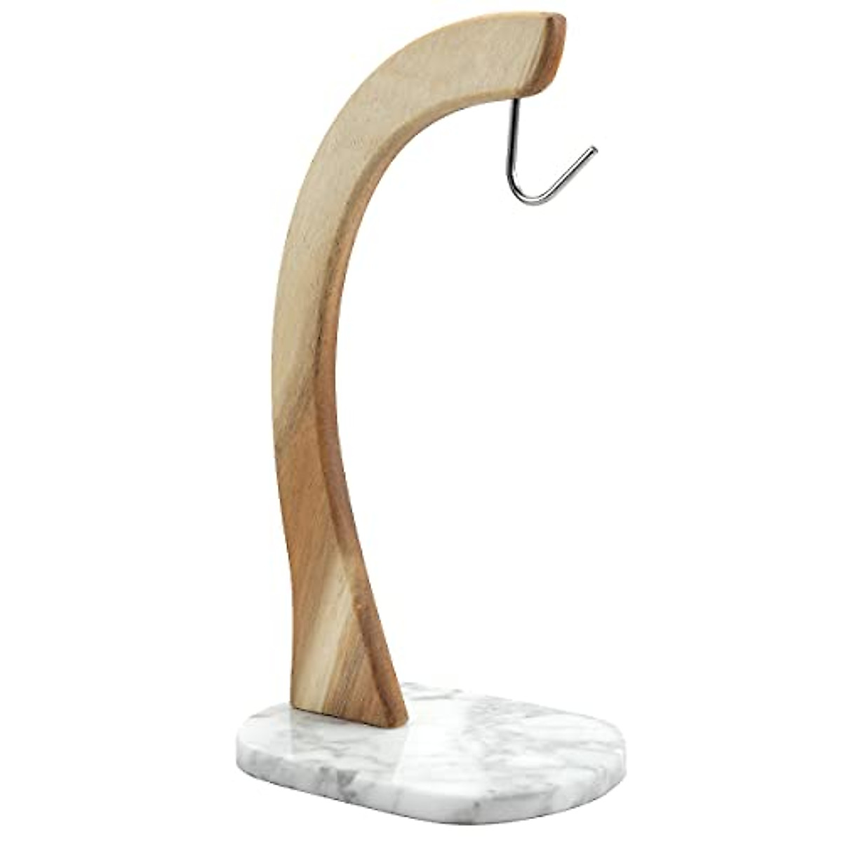 everous Banana Hanger Marble Base,Modern Banana Holder Tree Stand with Hook for Home or Bar(White)