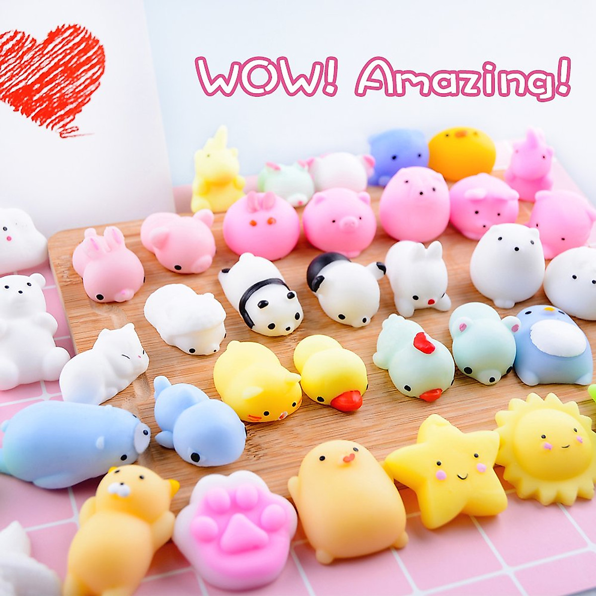 LUDILO Squishies 40Pcs Mochi Squishy Toys Kawaii Mini Squishy Kids Party Favors Easter Egg Fillers Treasure Box Toys Classroom Prizes Valentine Gifts Stocking Stuffers Birthday Gifts Boys Girls,Random