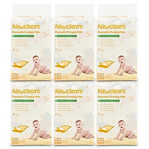 Newclears Baby Disposable Underpads Breathable Incontinence Diaper Changing Pads, 20 Count/Pack (23''x23'' - 6pack(120 Count))