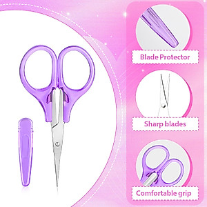 10Pcs Small Scissors All Purpose Stainless Steel Detail Scissors with Protective Cover Mini Detail Craft Scissors Straight Fine Tips Sewing Scissors Tiny Scissors for Embroidery Knitting Paper Cutting