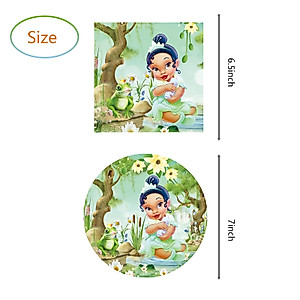 Fenghu Tiana Birthday Party Supplies, Include 20 Plates and 20 Napkins, for Princess Tiana Birthday Baby Shower Party Decorations