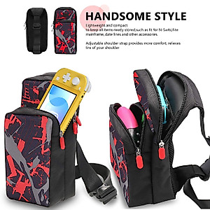 AIOMEST Travel Carry Bag for Switch, N-Switch Accessory Durable Shoulder Bag, Cross body Backpack with Breathable Mesh, Carrying Case for Game Sets
