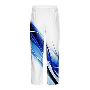 Cargo Sweatpants Mens Casual Khaki Pants Elastic Waistband Men Pants Fashion Print Cotton Linen Trousers Casual Stylish Drawstring Elastic Waist Straight Legs with Pockets Blue S