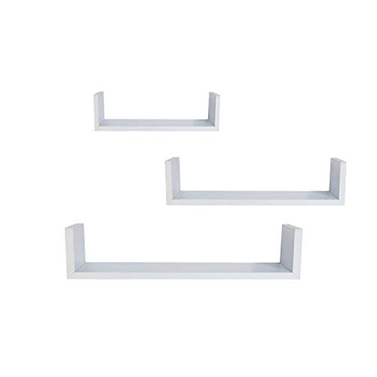 EWEI'S HomeWares 3 Floating U Shelves,8.5" D x 17.9" W x 4.6" H, White