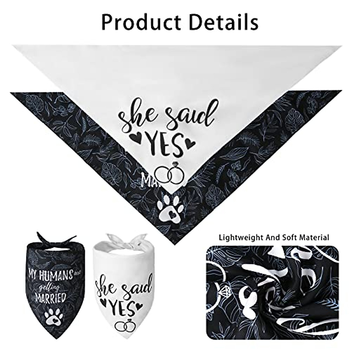 Dog Engagement Announcement, Will You Marry My Daddy Dog Bandana, Dog of Honor Bandana Wedding, Wedding Engagement Photos Pet Scarf Accessories for Small Medium Large Dog (White+Black)