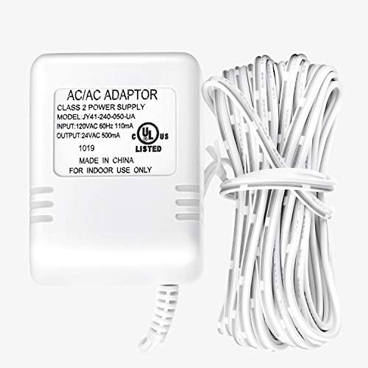 24 Volt Transformer, 500mA Power 500cm Cable C Wire Adapter for All Version Ring Doorbell, Competible with Nest Hello Skybell Ecobee Sensi Smart and Honeywell Thermostat