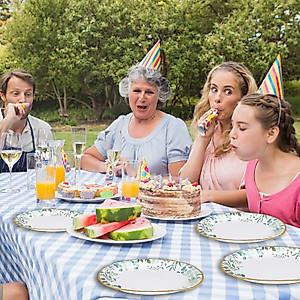 TWOWYHI 50PCS Eucalyptus Sage Green Paper Plates 10" X 12" Oval Plates Disposable Large Party Plates Green Floral Paper Plates Dinner Plates for Wedding Bridal Shower Tableware Decor