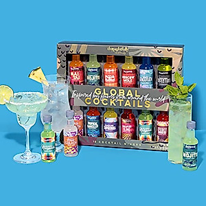 Thoughtfully Cocktails, Global Cocktail Mixer Set, Vegan and Vegetarian, Flavors Margarita, Moscow Mule and More, Set of 12 (Contains NO Alcohol)