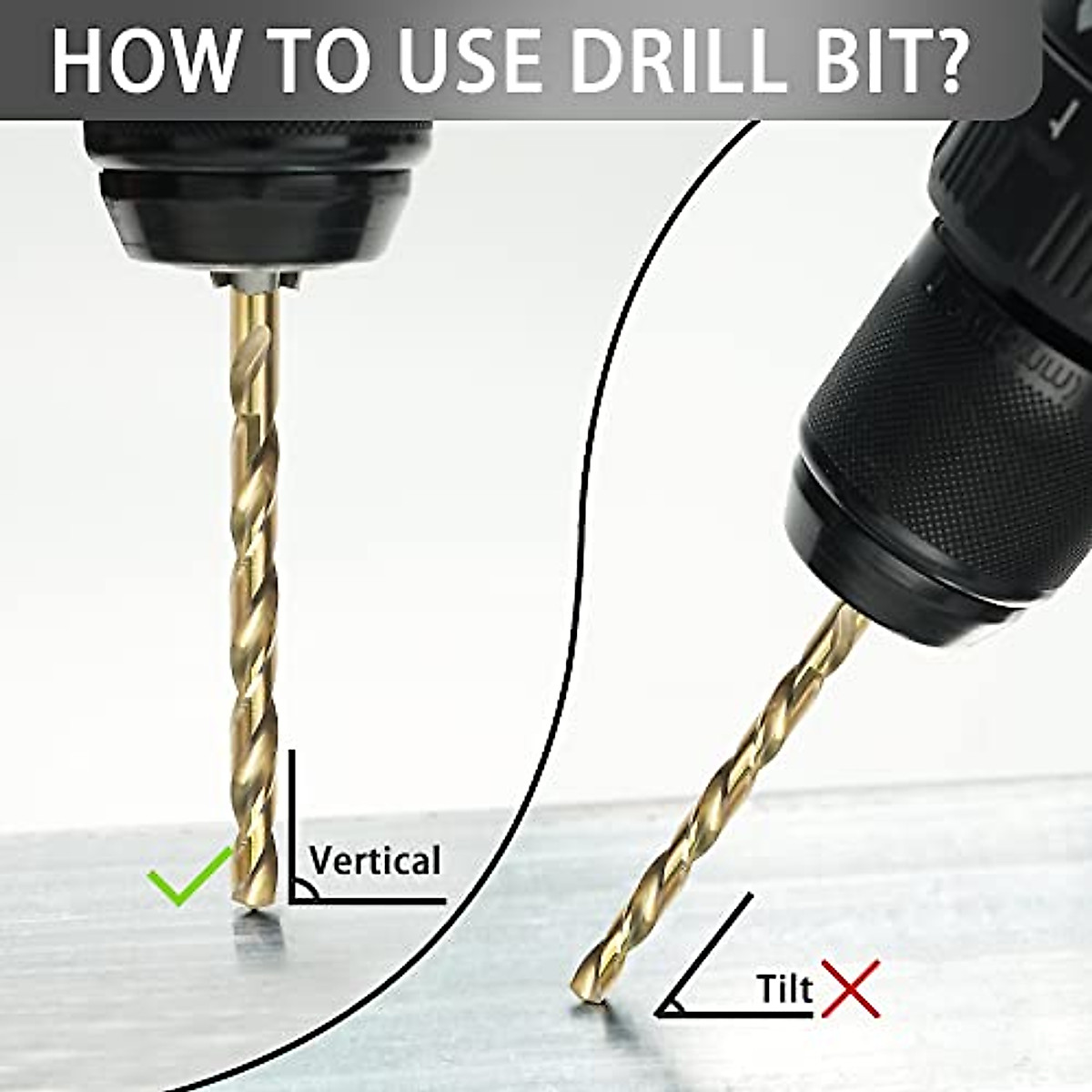 GMTOOLS 13Pcs Cobalt Drill Bits Set, M35 High Speed Steel, 135 Degree Tip, Twist Jobber Length Drill Bit Kit for Hardened Metal, Cast Iron, Stainless Steel, Plastic and Wood with Storage Case 1/16"-1/4"