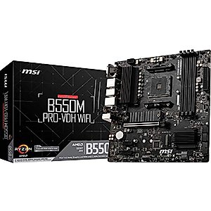 MSI B550M PRO-VDH WiFi ProSeries Motherboard (AMD AM4, DDR4, PCIe 4.0, SATA 6Gb/s, M.2, USB 3.2 Gen 1, Wi-Fi, D-SUB/HDMI/DP, Micro-ATX)