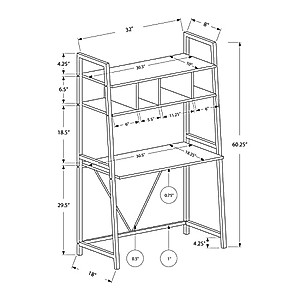 Monarch Specialties Workstation-Ladder Style Computer Desk with Shelves-Metal, 32" L, White