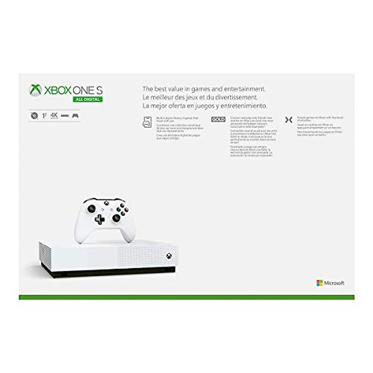 Xbox One S 1TB All-Digital Edition Console (Disc-Free Gaming) (Renewed)