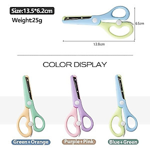 ANJOBIBI,Safety Scissors FOR KIDS 3-Pack, Training Craft Scissors,Ergonomic Handle Perfect for Paper Cutting, (PINK+ORANGE+BLUE)