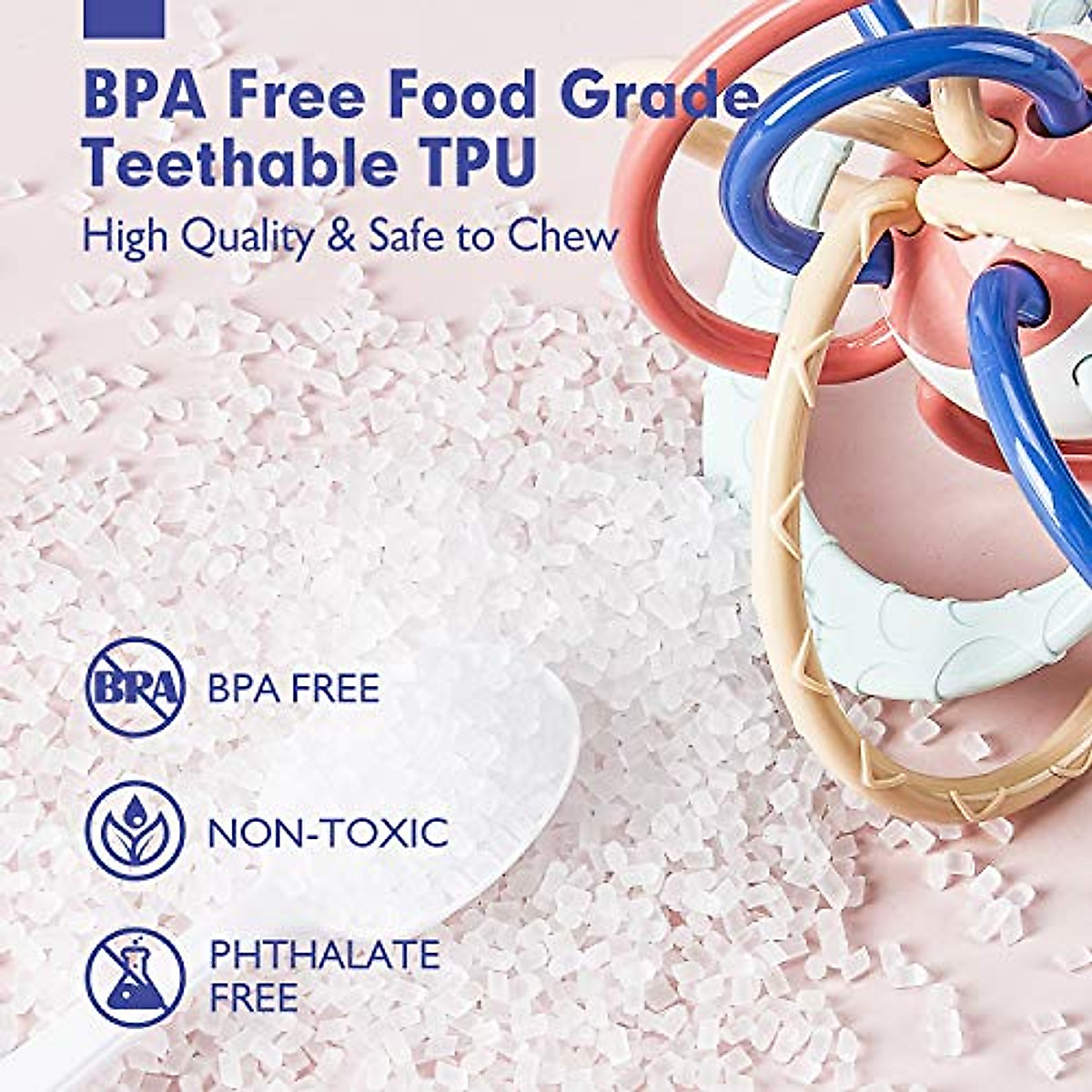 Baby Teething Toys for Babies 0-6 Months Baby Toys 0-6 Months Baby Toys 6 to 12 Months 4 Textures Infant Toys Baby Toys 0-3-6-12 Months Baby Teether Teethers for Babies Baby Rattle Girl Boy Gifts Toys