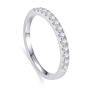 AmoreNel Moissanite Wedding Band,0.4 ct D Color VVS1 Lab Created Diamond Sterling Silver Rings Half Eternity Stackable Engagement Ring Anniversary Band Size 4-10 (9.5)