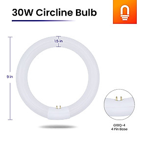 lumenivo 30 Watt Replacement Bulb for Lights of America FCL30EX-L 27K T9 9 Inch Circline Bulb with G10Q-4 4 Pin Base in a Square - 3000k Circline Fluorescent Bulb - 1 Pack