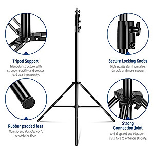 NEEWER 13ft/4m Air Cushioned Light Stand, Heavy Duty All Metal Photography Tripod Stand with 1/4” to 3/8” Reversible Spigot, 3 Way Mounting Interface & Metal Locking Knobs, Max Load 6.5lb/3kg
