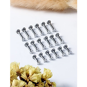 Vsnnsns 14G Lip Rings Stainless Steel Labret Jewelry Monroe Lip Rings Nail Cartilage Tragus Helix Earrings Studs Piercing Jewelry Medusa Piercing Jewelry For Women Men 14 Gauge Earrings 3MM CZ Silver