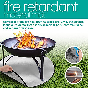 Fire Pit Mat - Round Fireproof Mat for Under Fire Pit - Easy to Clean Heat Resistant UnderGrill Mats for Outdoor Grill - Heat Shield Rug Great As A Grill Mat, Smoker Pad, on Patio (36 in)
