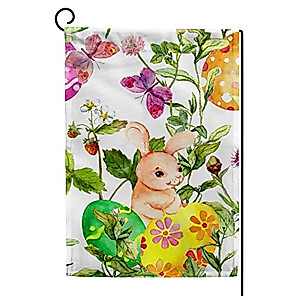 My Little Nest Seasonal Garden Flag Watercolor Easter Bunny Eggs Double Sided Vertical Garden Flags for Home Yard Holiday Flag Outdoor Decoration Farmhouse Banner 28"x40"