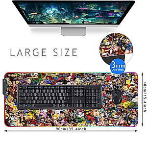 Imegny RGB Mouse Pad, Large Extended Soft Led Mouse Mat with Different Lighting Modes, 900 x 400mm / 35.4 * 15.7Inch (90x40 rgdajihe003)