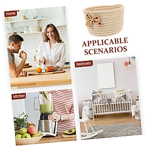 NOLITOY Cotton Rope Storage Basket Yellow Basket Cotton Rope Organizer Table Book Toy Storage Basket Desktop Storage Basket Cute Basket Diaper Basket Round Woven Basket The Cat Fabric Baby