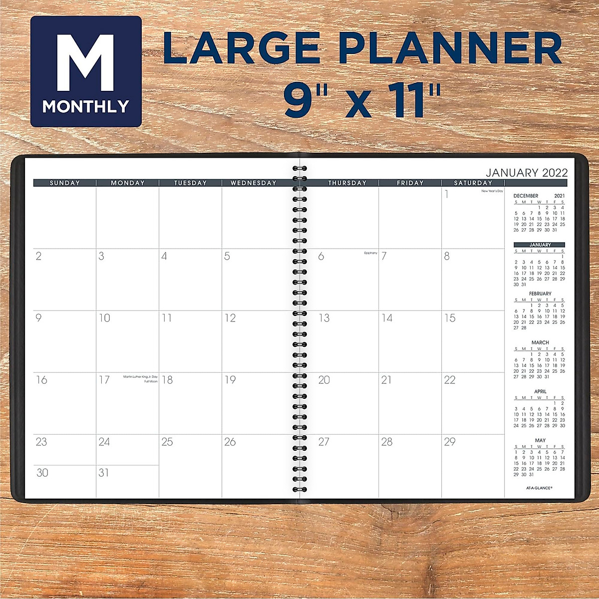2022 Monthly Planner by AT-A-GLANCE, 9" x 11", Large, 15 Months, Black (7026005)