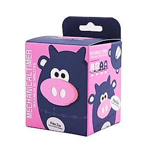 2 Pack Kitchen Timer with Cute Cartoon, Mechanical Animal Timer For Kids, 60 Minute Wind up Timer for Cooking, Sports, Reading(Bull and Bear)