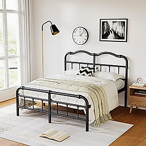 FDLOGW King Size Bed Frame with Headboard and Footboard, 14 Inch High, No Box Spring Needed Heavy Duty Metal Platform Bedframe, Noise Free