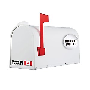 Plastic Rural Curbside Post Mount Mailbox - Weatherproof - Parcels Home Delivery - Lightweight - Made in Canada - 19'' x 10'' x 7'' (White)